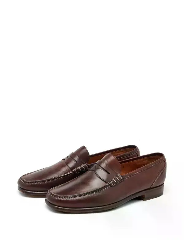 Santoni Leather Slip-on Loafers