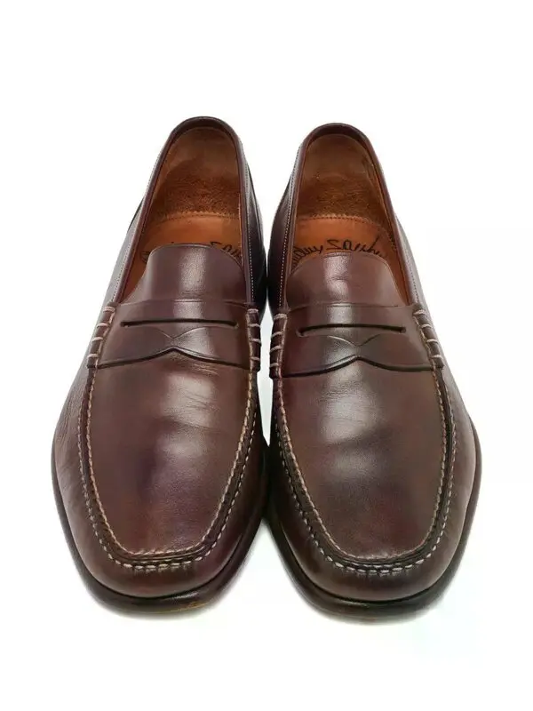 Santoni Leather Slip-on Loafers