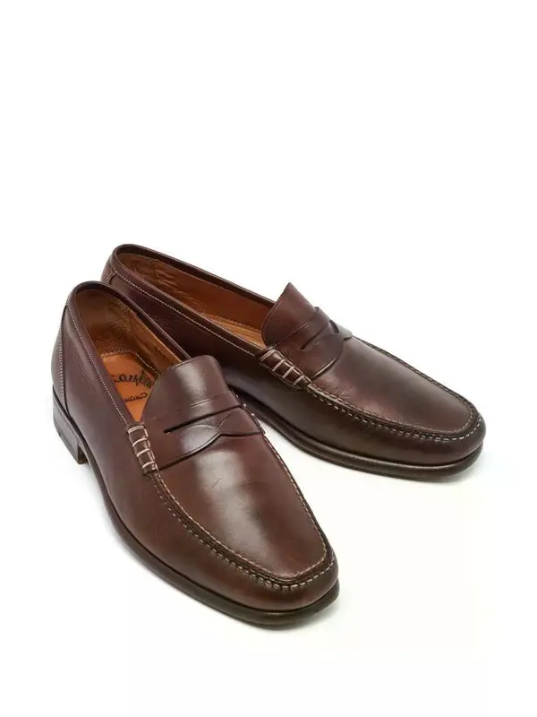 Santoni Leather Slip-on Loafers