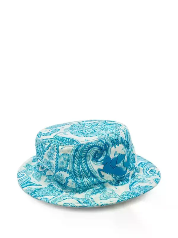 Etro Paisley Print Logo Bucket Hat