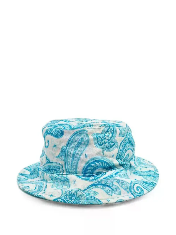 Etro Paisley Print Logo Bucket Hat