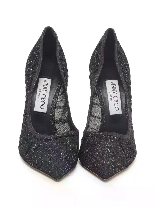 JIMMY CHOO Glitter Detail Mesh Pointed Toe Pumps