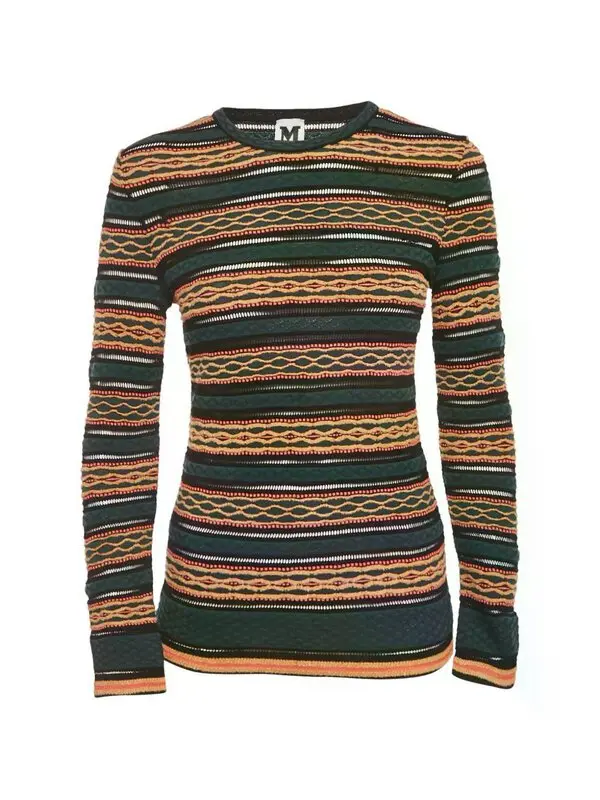 Missoni Multicolor Patterned Knit Crew Neck Long Sleeve Top