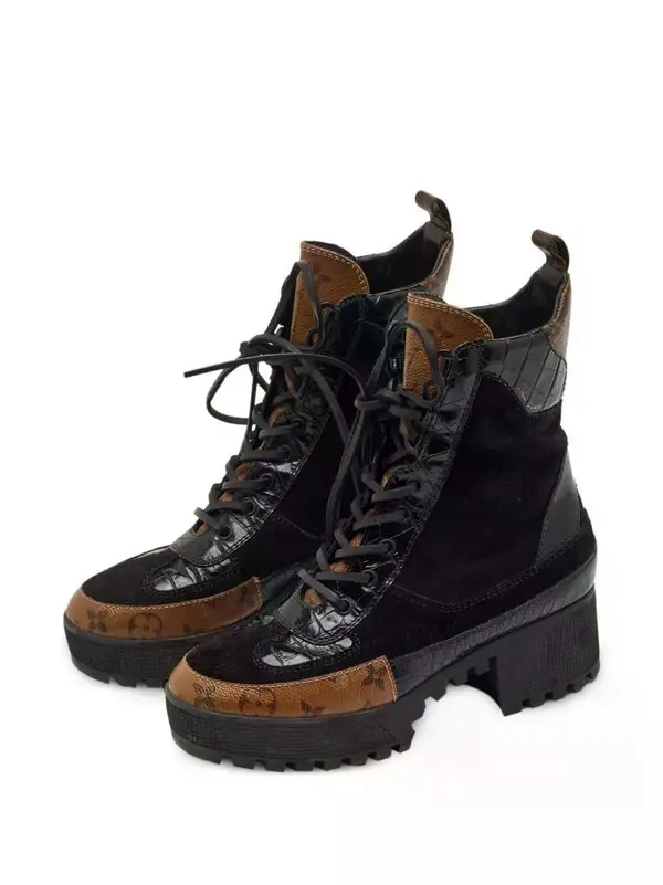 LOUIS VUITTON Laureate Monogram Combat Boots