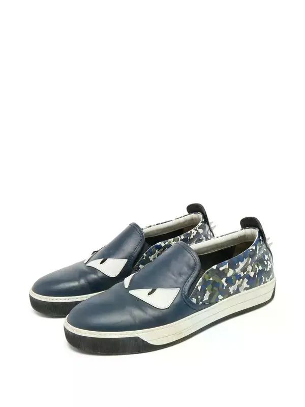 Fendi Monster Eyes Embellished Slip-on Sneakers