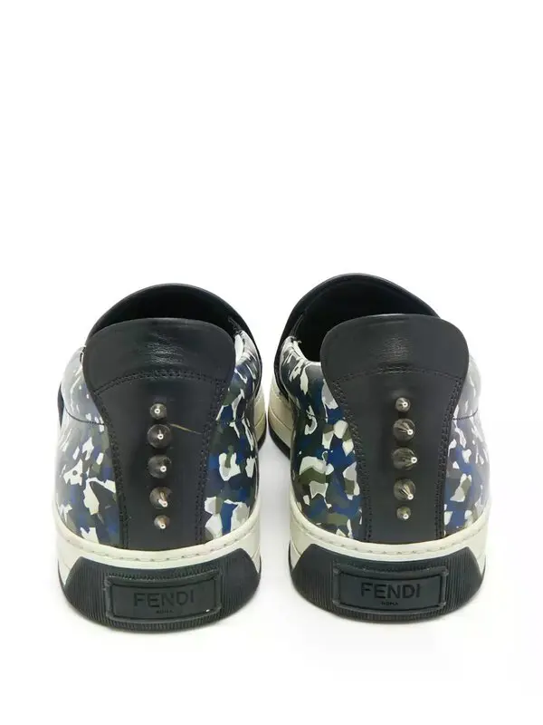 Fendi Monster Eyes Embellished Slip-on Sneakers