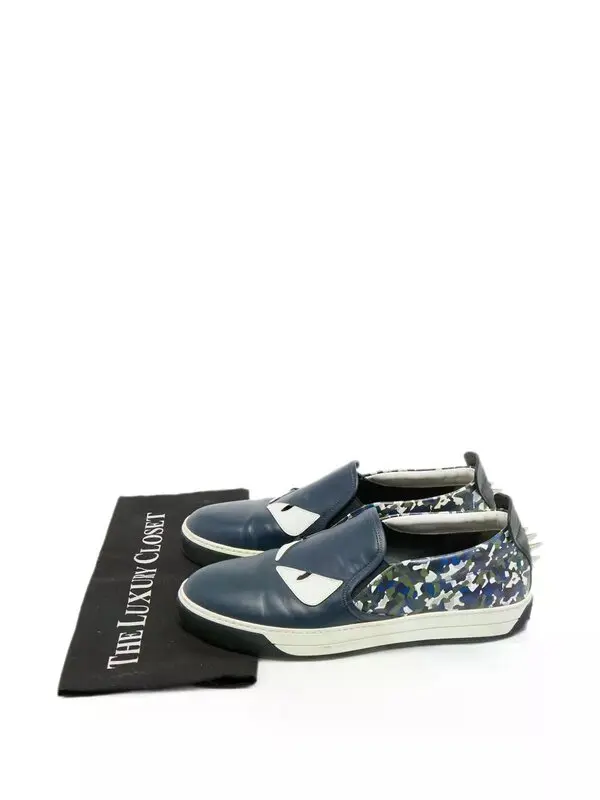 Fendi Monster Eyes Embellished Slip-on Sneakers