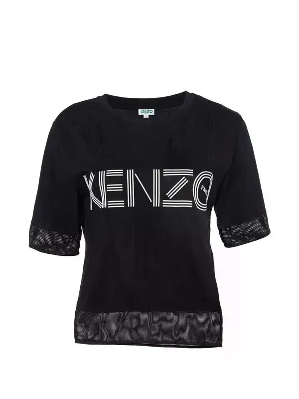 Kenzo Logo Print Mesh Trim T-shirt