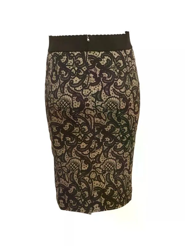 Dolce & Gabbana Lace-print Pencil Skirt