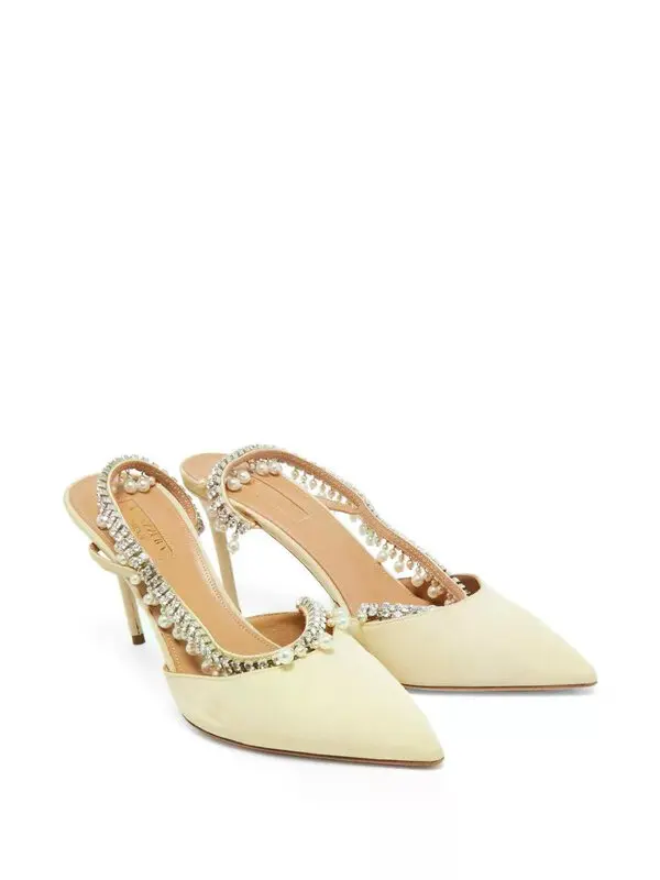 AQUAZZURA Crystal And Pearl Embellished Slingback Pumps