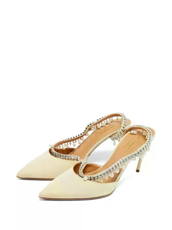 AQUAZZURA Crystal And Pearl Embellished Slingback Pumps
