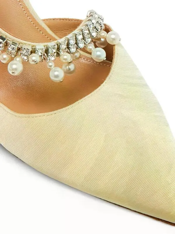AQUAZZURA Crystal And Pearl Embellished Slingback Pumps