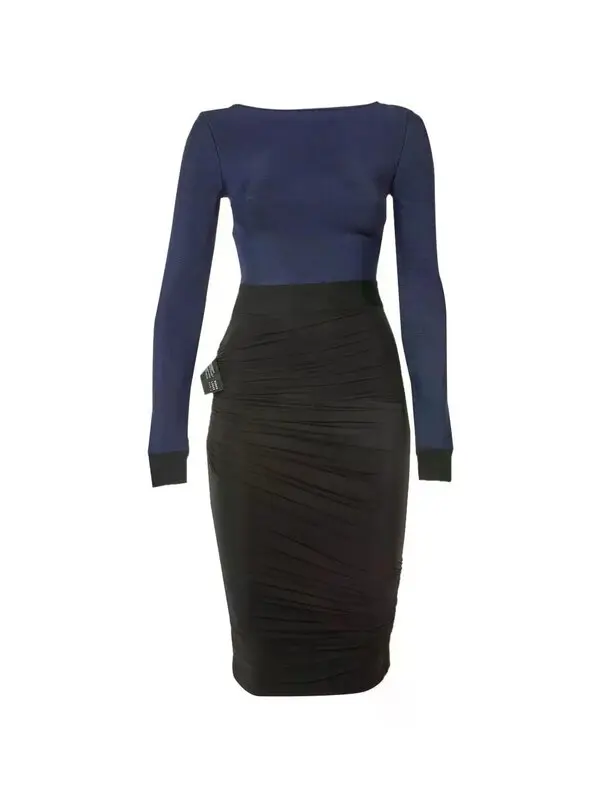 Herve Leger Ruched Knit Midi Dress