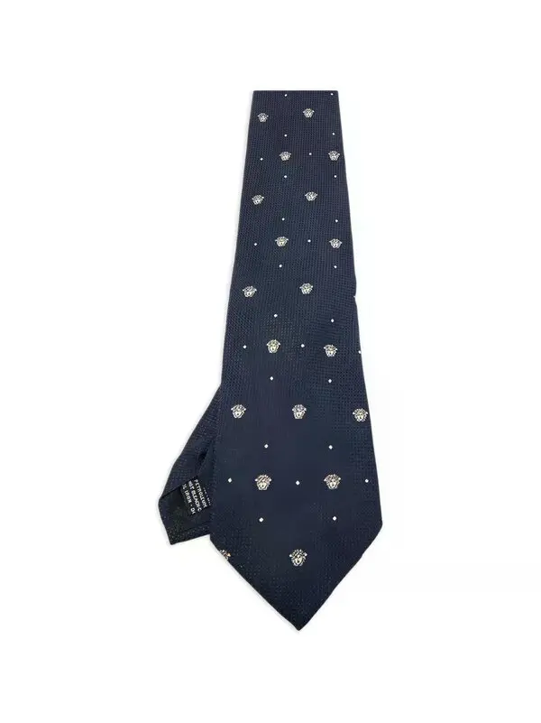 Versace Medusa Head Motif Tie - Blue