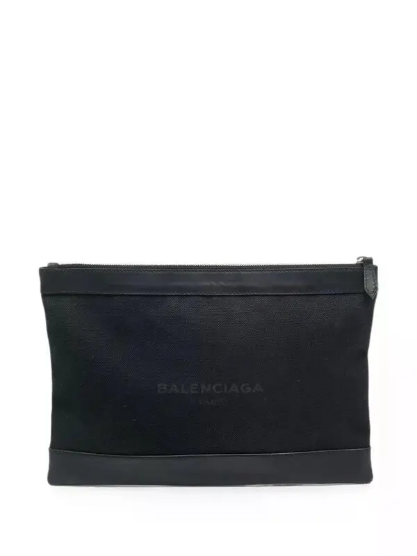 Balenciaga Navy Clip M Canvas Clutch Bag
