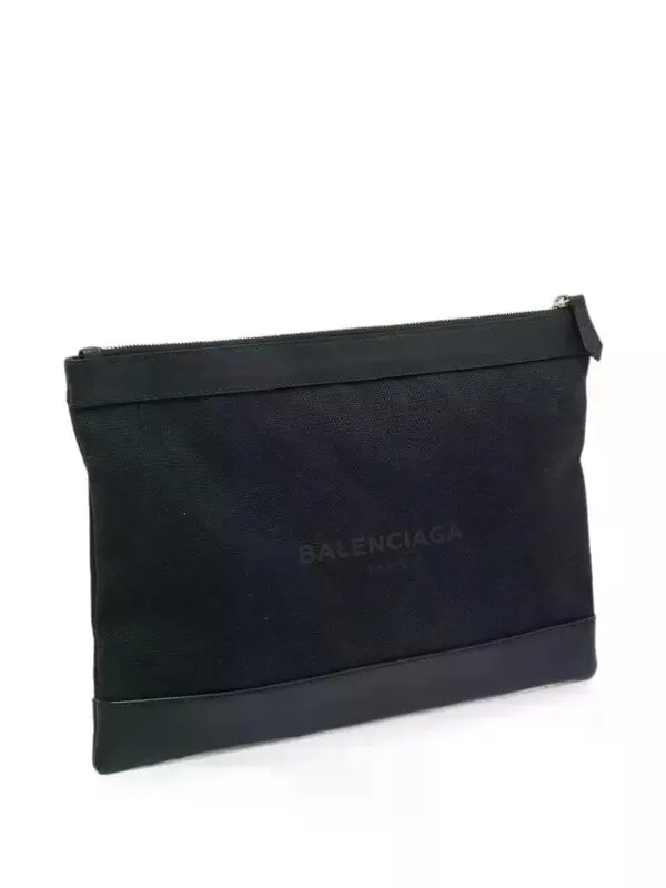 Balenciaga Navy Clip M Canvas Clutch Bag