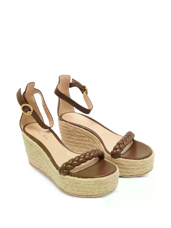 GIANVITO ROSSI Braided Wedge Espadrilles - Brown
