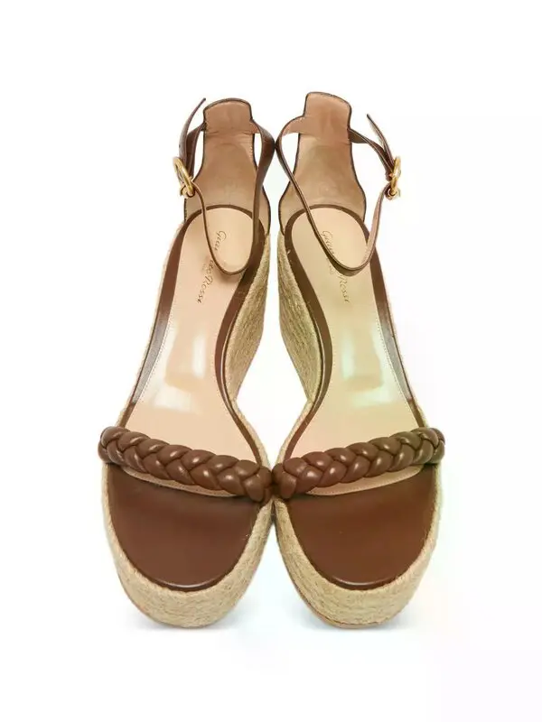 GIANVITO ROSSI Braided Wedge Espadrilles - Brown