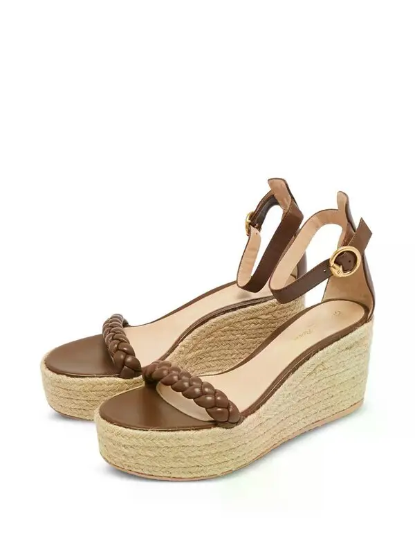 GIANVITO ROSSI Braided Wedge Espadrilles - Brown