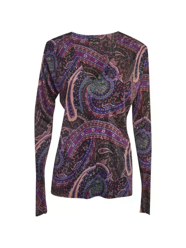 Etro Paisley Print V-neck Long-sleeve T-shirt