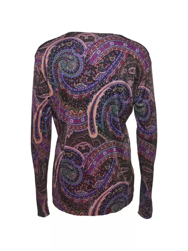 Etro Paisley Print V-neck Long-sleeve T-shirt