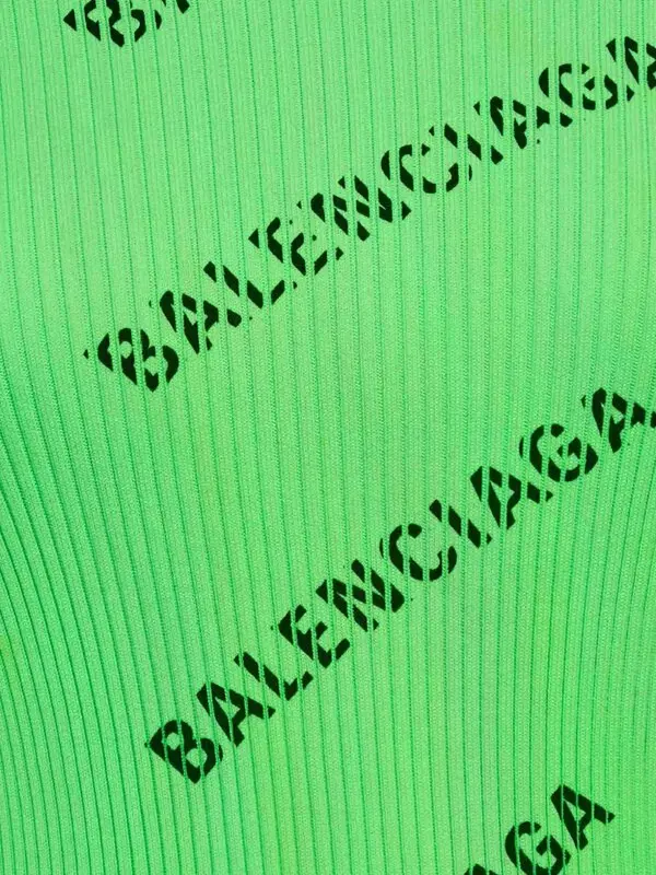 Balenciaga Rib Knit Logo Print Crew Neck Long Sleeve Sweater