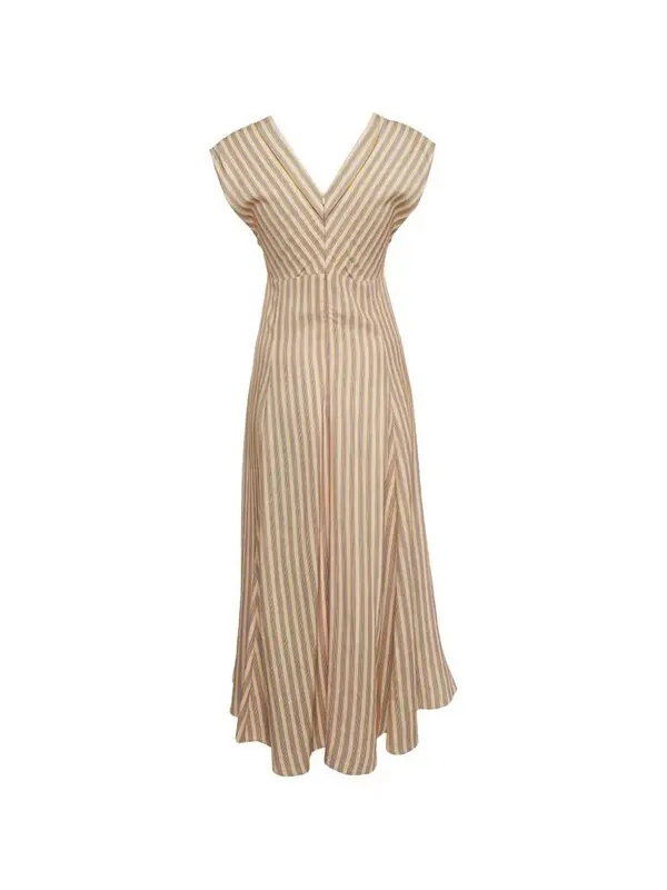 Sandro Striped Ruched Midi Dress