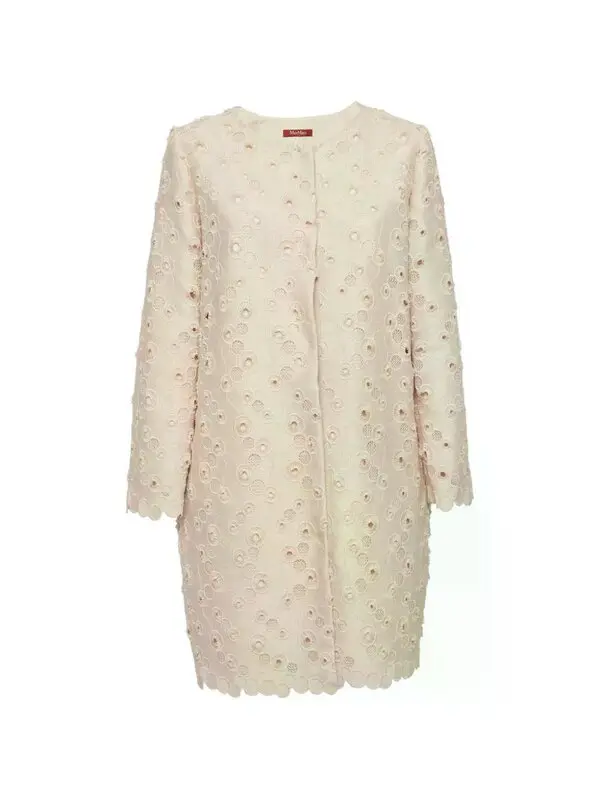 Max Mara Embroidered Scalloped-edge Coat