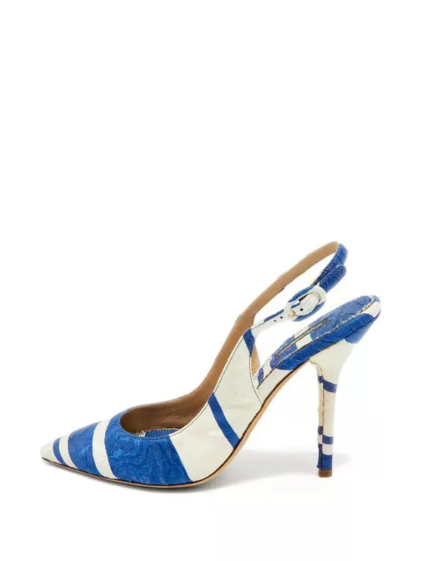 Dolce & Gabbana Brocade Fabric Pointed-toe Slingback Pumps - Blue