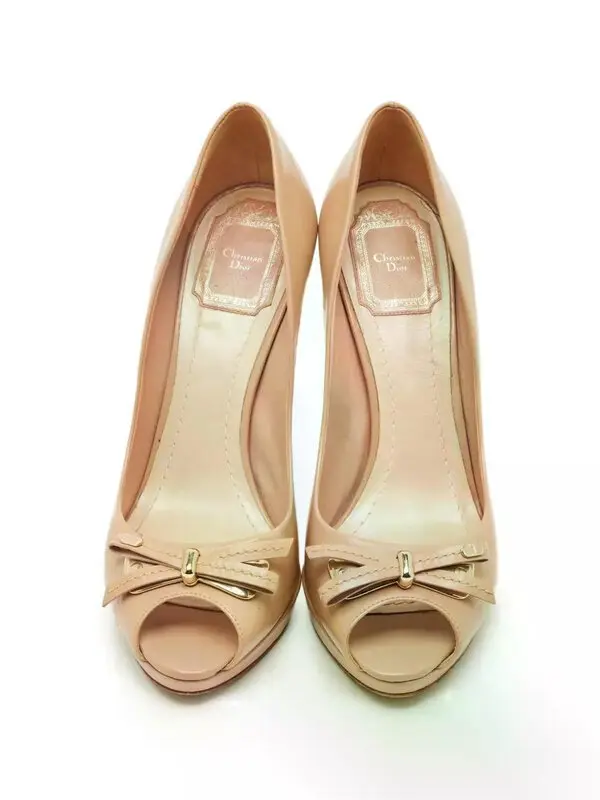 Dior Bow Detail Leather Peep-toe Pumps