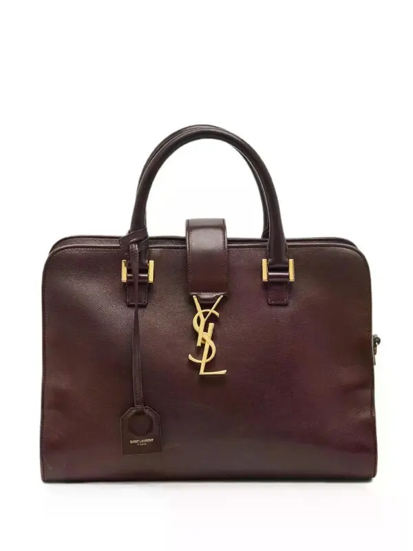 Saint Laurent Small Cabas Monogram Leather Tote Bag - Brown