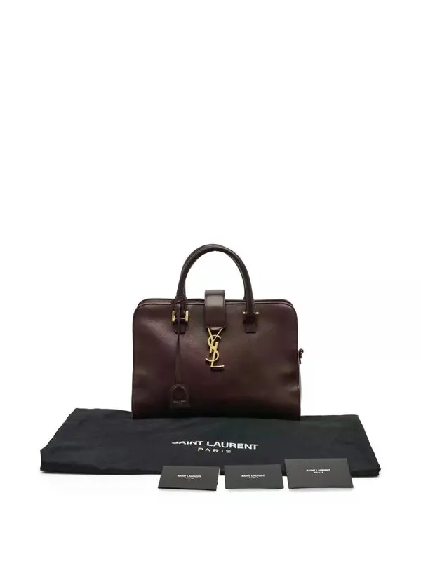 Saint Laurent Small Cabas Monogram Leather Tote Bag - Brown