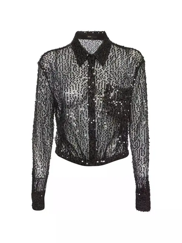 Maje Sequin Embellished Sheer Top
