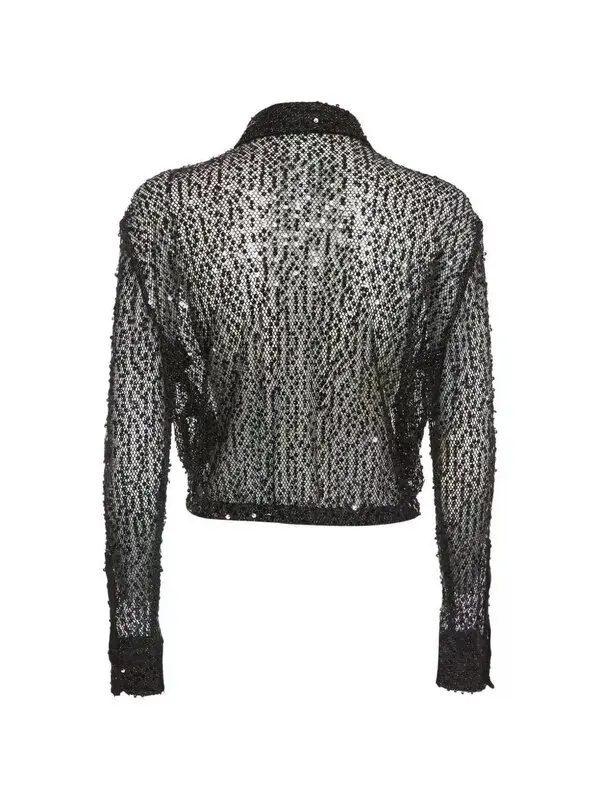 Maje Sequin Embellished Sheer Top