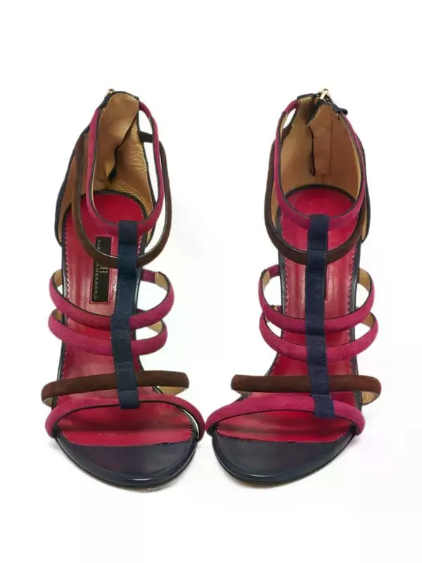 Carolina Herrera Strappy Suede Stiletto Sandals - Blue