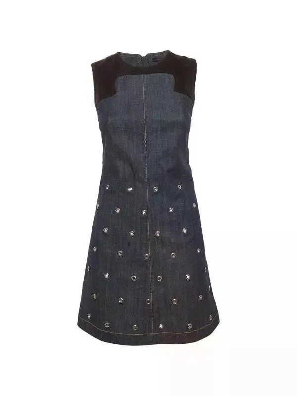 LOUIS VUITTON Corduroy-trimmed Denim Dress - Blue