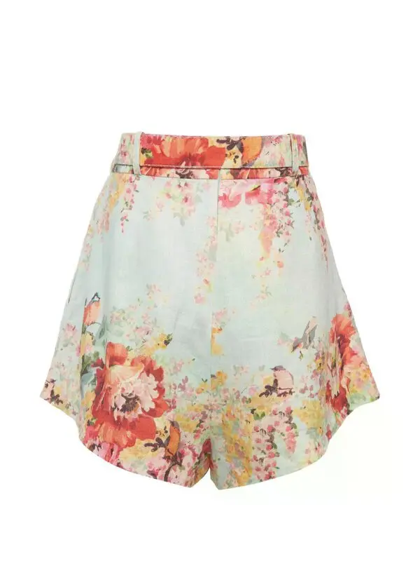 Zimmermann Belted Floral Print Shorts