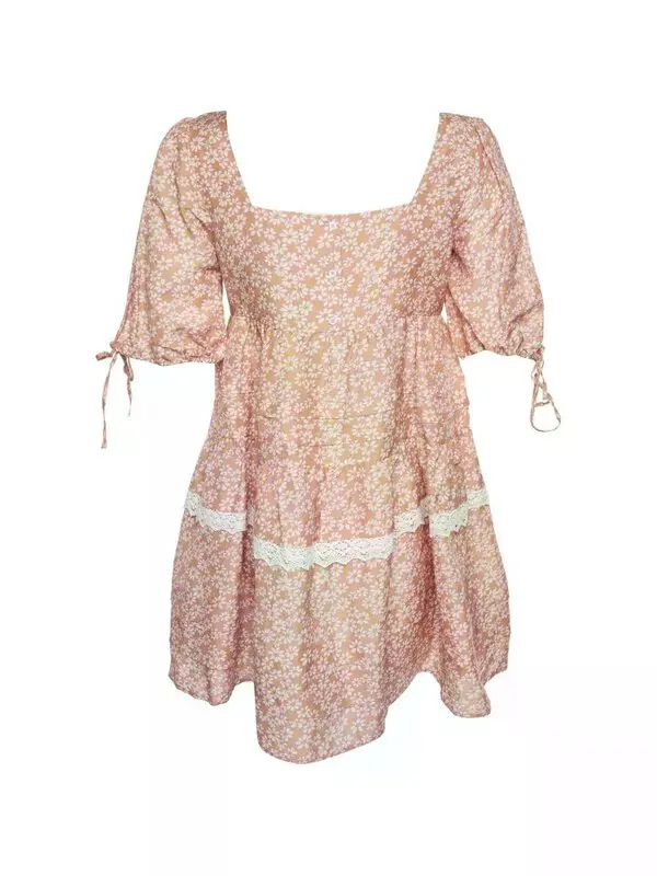 Maje Floral-print Lace-trim Mini Dress