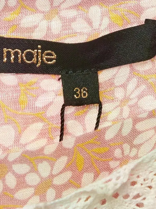 Maje Floral-print Lace-trim Mini Dress