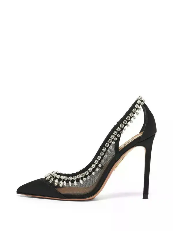 AQUAZZURA Crystal Embellished Mesh Pumps