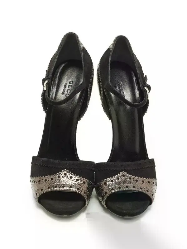 Gucci Grey Leather D'orsay Brogue Pumps