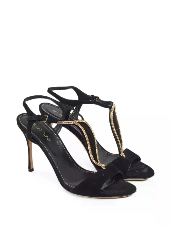 SERGIO ROSSI Embellished T-bar Heeled Sandals