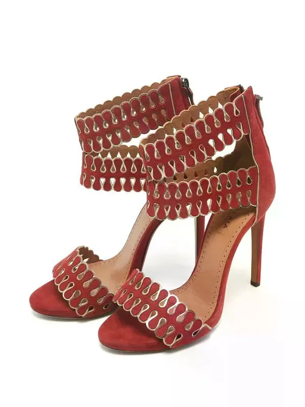Alaïa Scalloped Laser-cut Ankle Strap Sandals