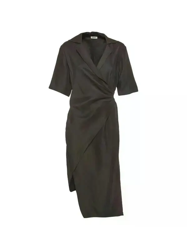 Sandro Asymmetrical V-neck Midi Dress