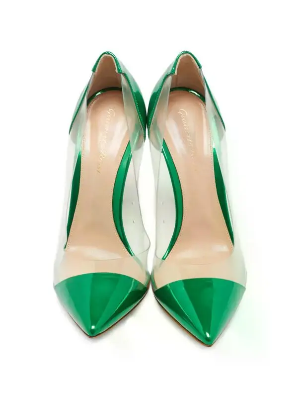 GIANVITO ROSSI Plexi Pointed-toe Pumps - Green