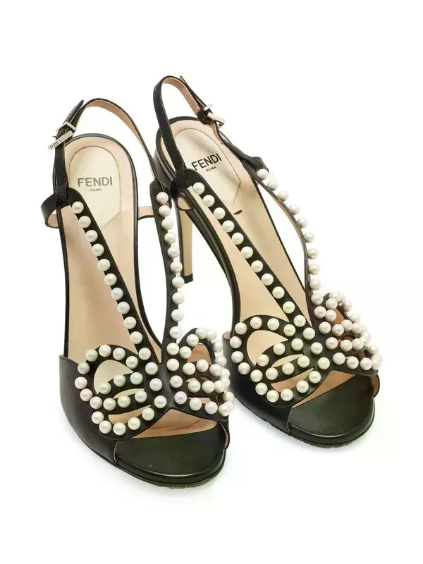 Fendi Faux Pearl-embellished Slingback Stiletto Sandals