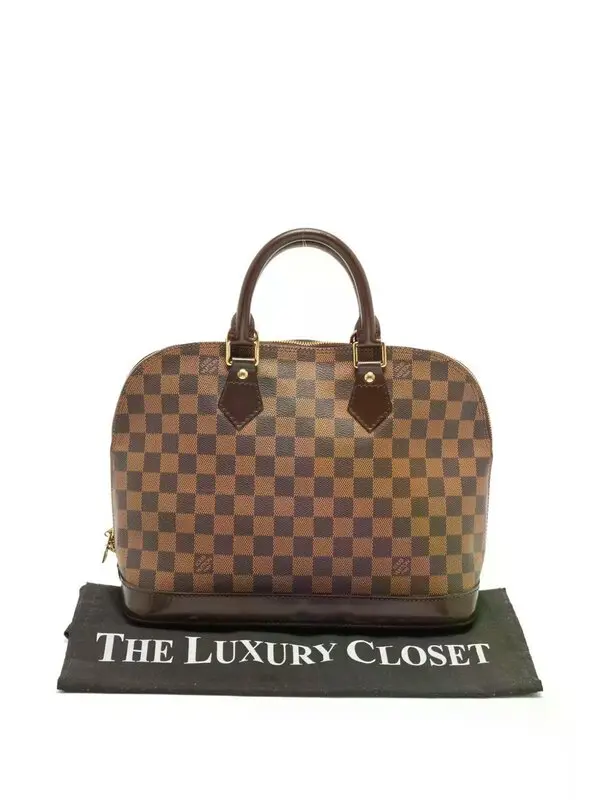 LOUIS VUITTON Alma Damier Ebene Tote Bag - Brown