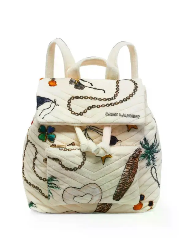 Saint Laurent Printed Terry Cloth Backpack