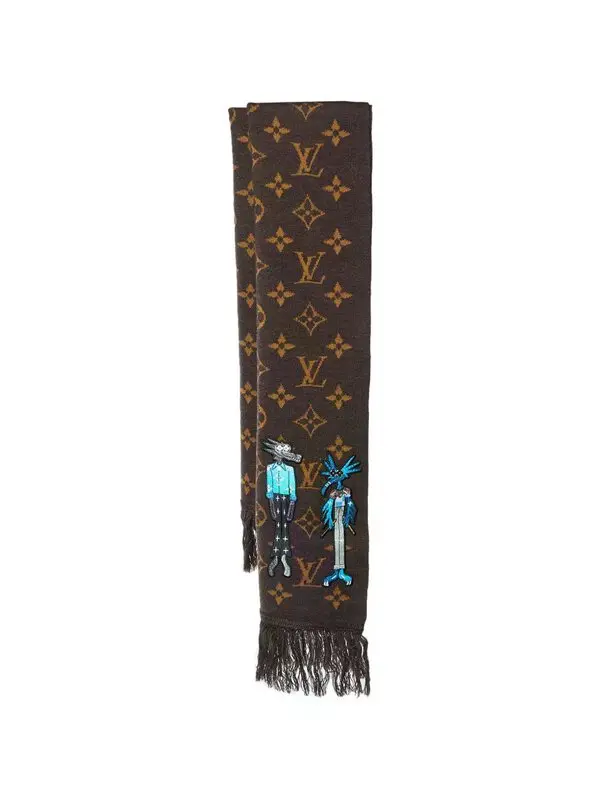 LOUIS VUITTON Zoooom Adventures With Friends Monogram Scarf - Brown