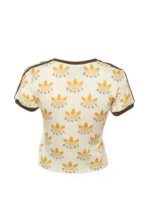 Gucci X Adidas Trefoil Print V-neck T-shirt